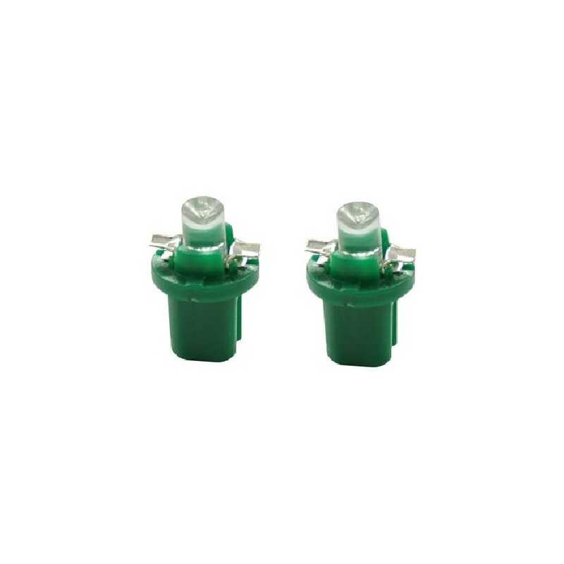 Jeu de 2 ampoules diodes, LED B8.5d creuse verte 12V
